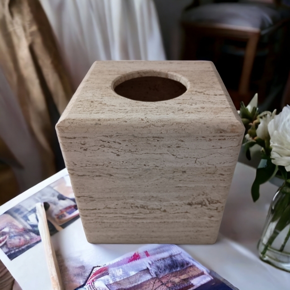 Travertine Stone | Bath | Travertine Tissue Box Cover Holder Beige ...